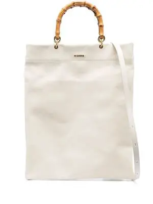 JIL SANDER Bamboo-handle Leather Tote - Neutrals