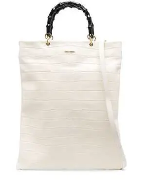 JIL SANDER Crocodile-effect Leather Tote - Neutrals