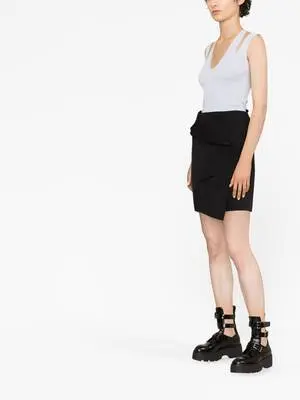Alexander McQueen Asymmetric Wool Miniskirt - Black