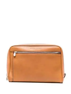 Brunello Cucinelli Leather Wash Bag - Brown