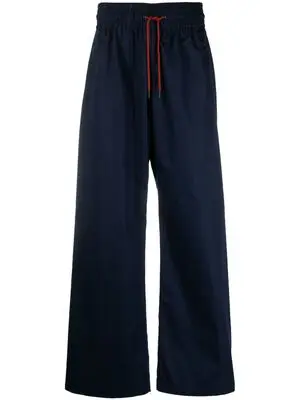 Viktor & Rolf Wide Leg Cotton-blend Trousers With Drawstring