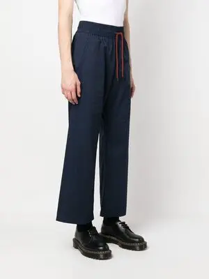Viktor & Rolf Wide Leg Cotton-blend Trousers With Drawstring
