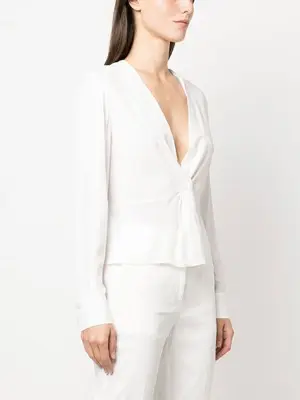 Pinko Twisted V-neck Blouse - White
