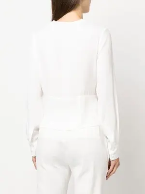 Pinko Twisted V-neck Blouse - White