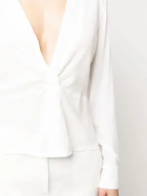 Pinko Twisted V-neck Blouse - White