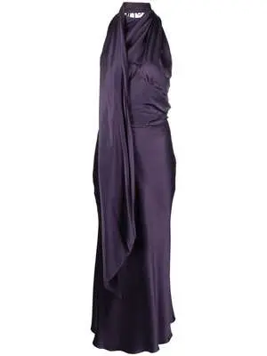 Matériel Halterneck Midi Dress - Purple