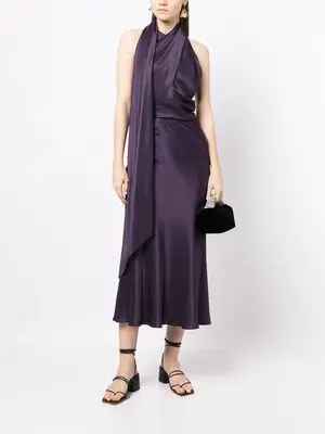Matériel Halterneck Midi Dress - Purple