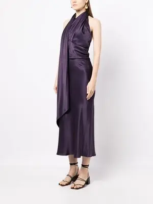 Matériel Halterneck Midi Dress - Purple