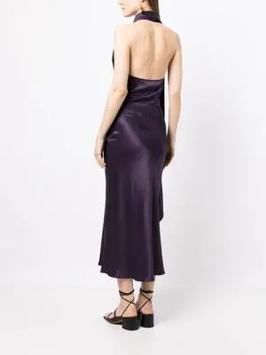 Matériel Halterneck Midi Dress - Purple