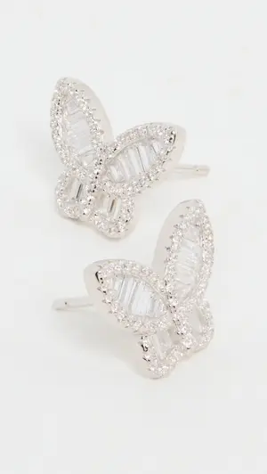 ADINA EDEN Pave Butterfly Stud Earrings