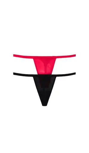 Privacy Please Alice G String 2 Pack In Pink - Red Black