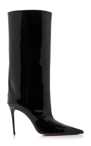 Amina Muaddi Fiona Patent Leather Knee Boots
