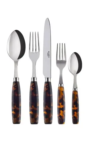 SABRE Djembe Tortoiseshell Five-piece Silverware Set - Brown