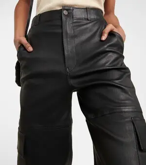 Stouls Axel Leather Cargo Pants - Black