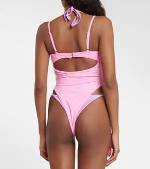SAME Double Layer One-piece Swimsuit - Pink