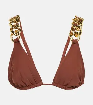 SAME Chain-embellished Bikini Top - Brown