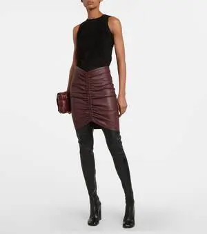 Stouls Mouna Leather Miniskirt - Brown