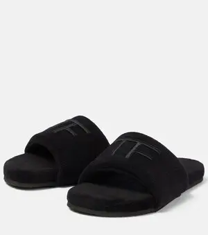 TOM FORD Harrison Embroidered Slides - Black