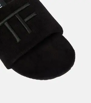 TOM FORD Harrison Embroidered Slides - Black