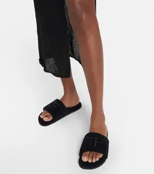 TOM FORD Harrison Embroidered Slides - Black