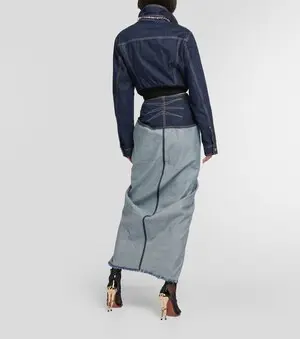 Alaïa Draped Denim Maxi Skirt