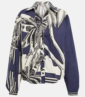 Johanna Ortiz Printed Cotton Shirt - Blue