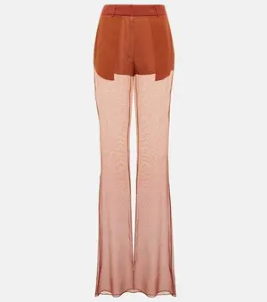 NENSI DOJAKA Mid-rise Wide-leg Silk Pants - Brown