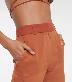 NENSI DOJAKA Mid-rise Wide-leg Silk Pants - Brown
