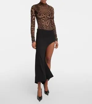 MUGLER Asymmetric Jersey Midi Skirt