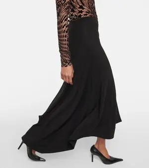 MUGLER Asymmetric Jersey Midi Skirt