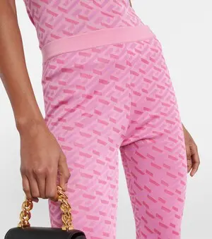 Versace La Greca Jacquard Silk-blend Flared Pants - Pink