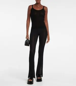 PETAR PETROV Giulio Ribbed-knit Flare Pants