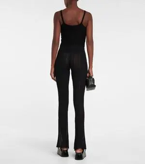 PETAR PETROV Giulio Ribbed-knit Flare Pants
