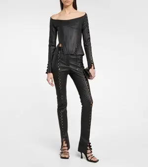 DION LEE Hinge-seam Leather Pants