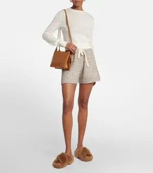 JIL SANDER Open-knit Cotton-blend Shorts