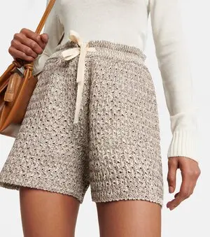 JIL SANDER Open-knit Cotton-blend Shorts