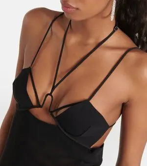 NENSI DOJAKA Cutout Halterneck Gown - Black