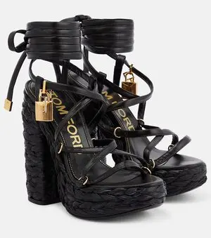 TOM FORD Leather Platform Sandals - Black