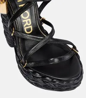 TOM FORD Leather Platform Sandals - Black