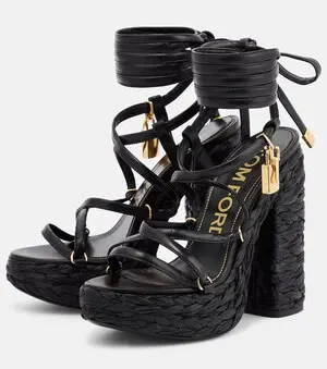 TOM FORD Leather Platform Sandals - Black