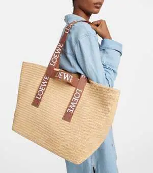 Loewe Fold Shopper Raffia Basket Bag