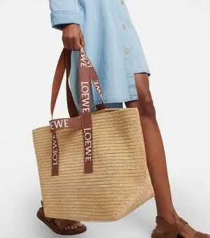 Loewe Fold Shopper Raffia Basket Bag