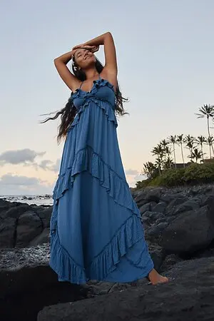 Free People Santa Luz Maxi Dress - Blue