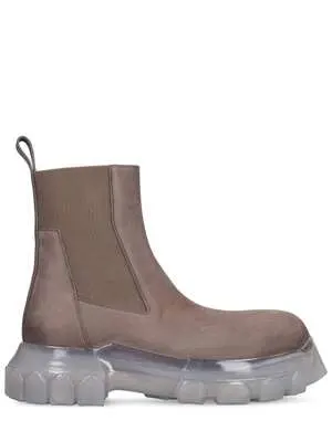 Rick Owens 45mm Tractor Nubuck Ankle Boots - Dust Brown