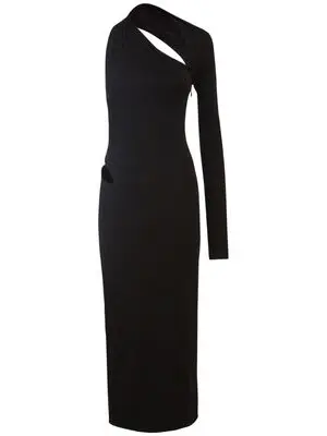 Versace Jersey One Sleeve Midi Dress Black