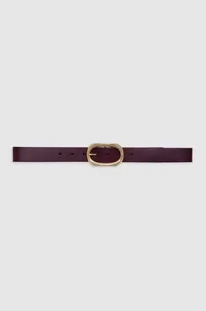 ANINE BING Signature Link Leather Belt Bordeaux