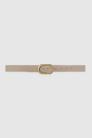 ANINE BING Signature Link Leather Belt Taupe