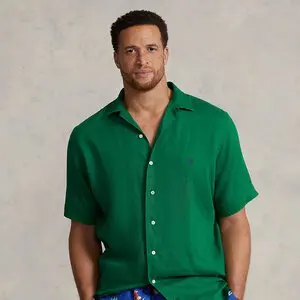 Ralph Lauren Linen Camp Shirt Athletic Green