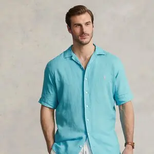 Ralph Lauren Linen Camp Shirt Perfect Turquoise