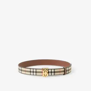 Burberry Burberry Check And Leather Reversible TB Belt Archive Beige/tan/gold